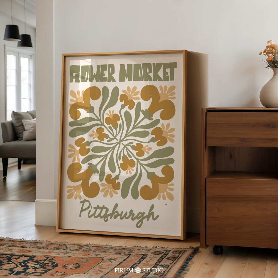 Pittsburgh Flower Market Printable Wall Art, Earth Tones Botanical Art ...