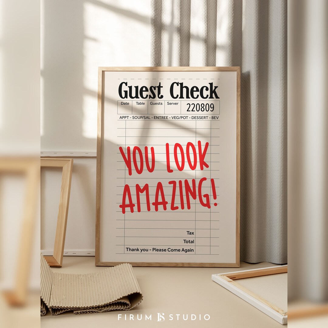 You Look Amazing Guest Check Poster Poster Download Positive - Etsy