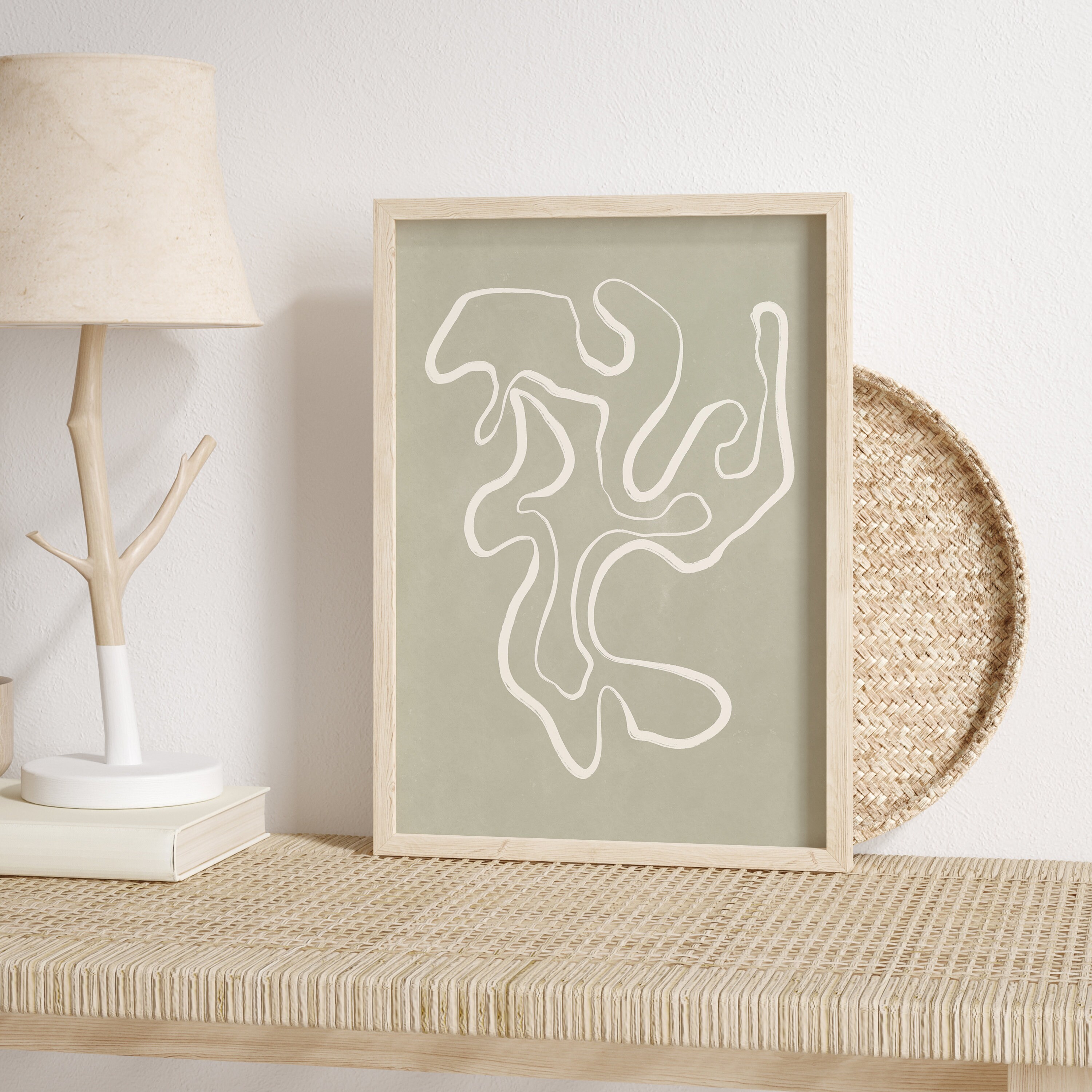 Line Drawing Print Sage Green Wall Art Fine One Line Art | Etsy