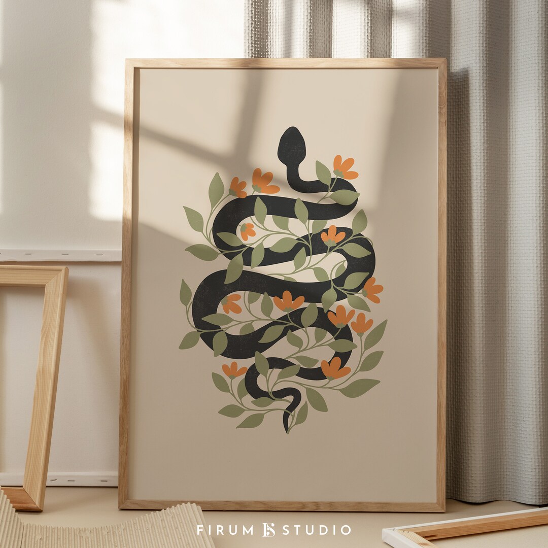 Black Snake Art, Boho Halloween Decor, Halloween Printable, Dark ...
