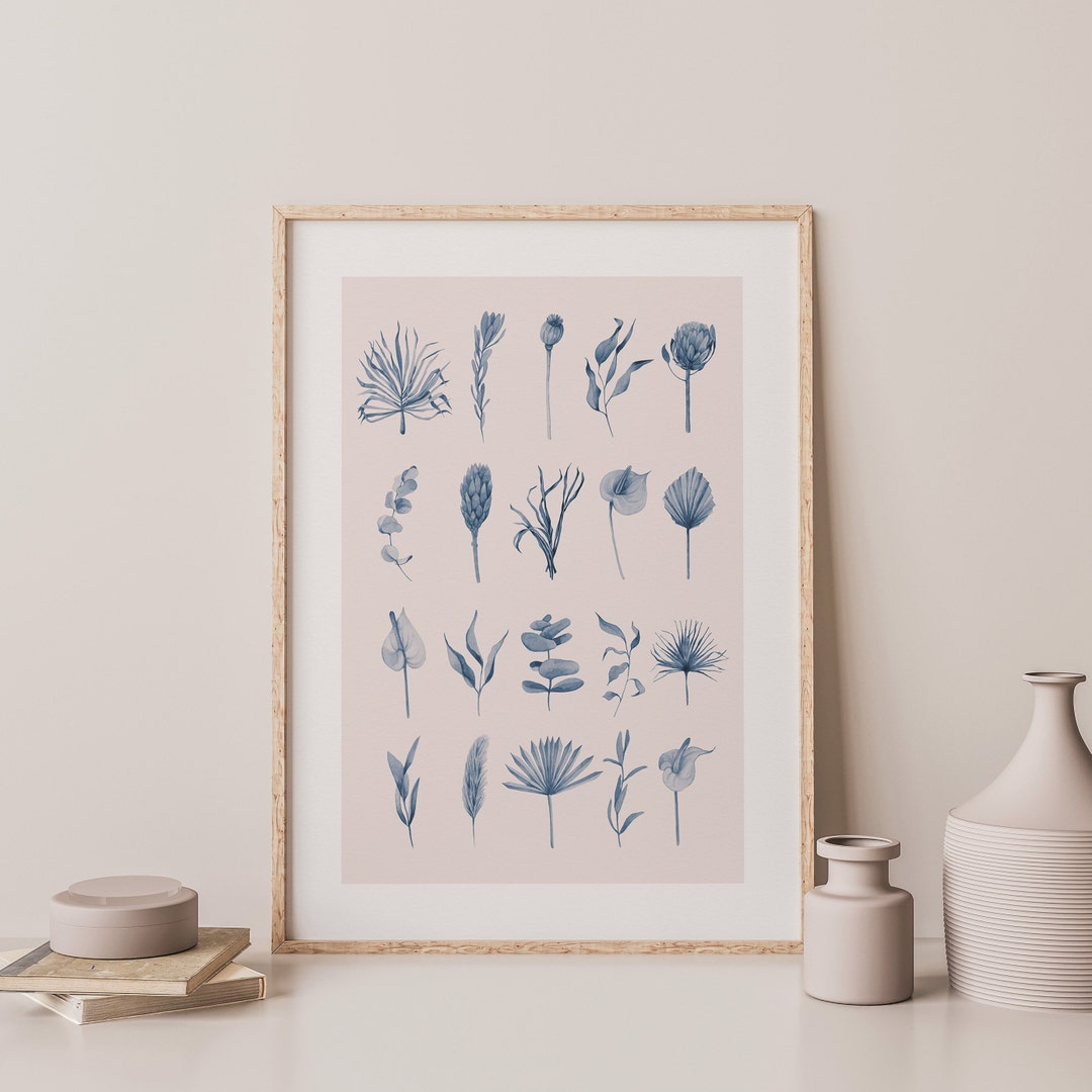 Flower Printable Art, Royal Blue Print, Downloadable Print, Botanical ...