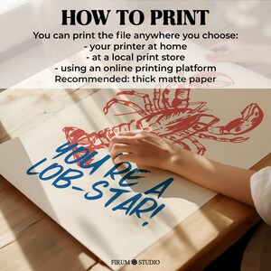 You're a Lob-star Printable Food Poster, Lobster Digital Print Download ...