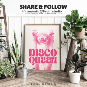 Disco Queen Pink Wall Art Printable Poster Disco Ball Print - Etsy