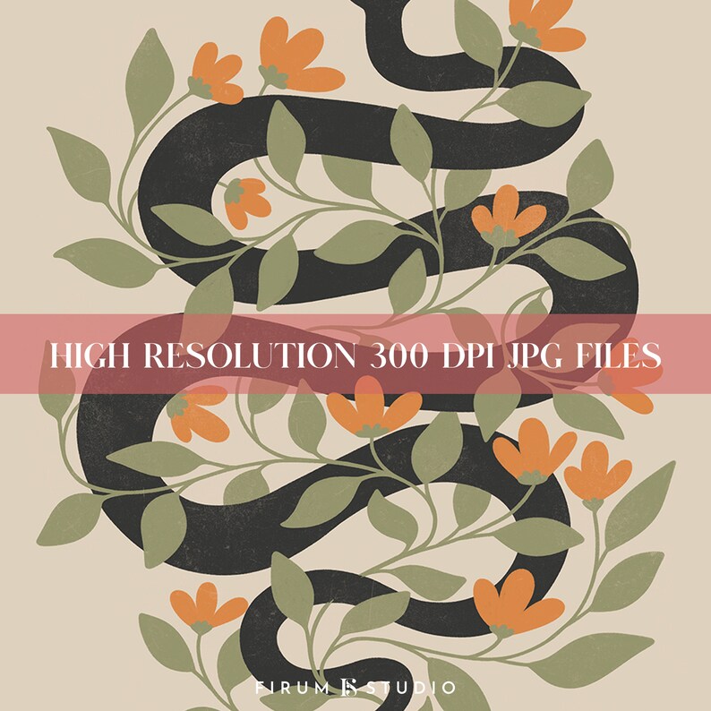 Black Snake Art Boho Halloween Decor Halloween Printable - Etsy