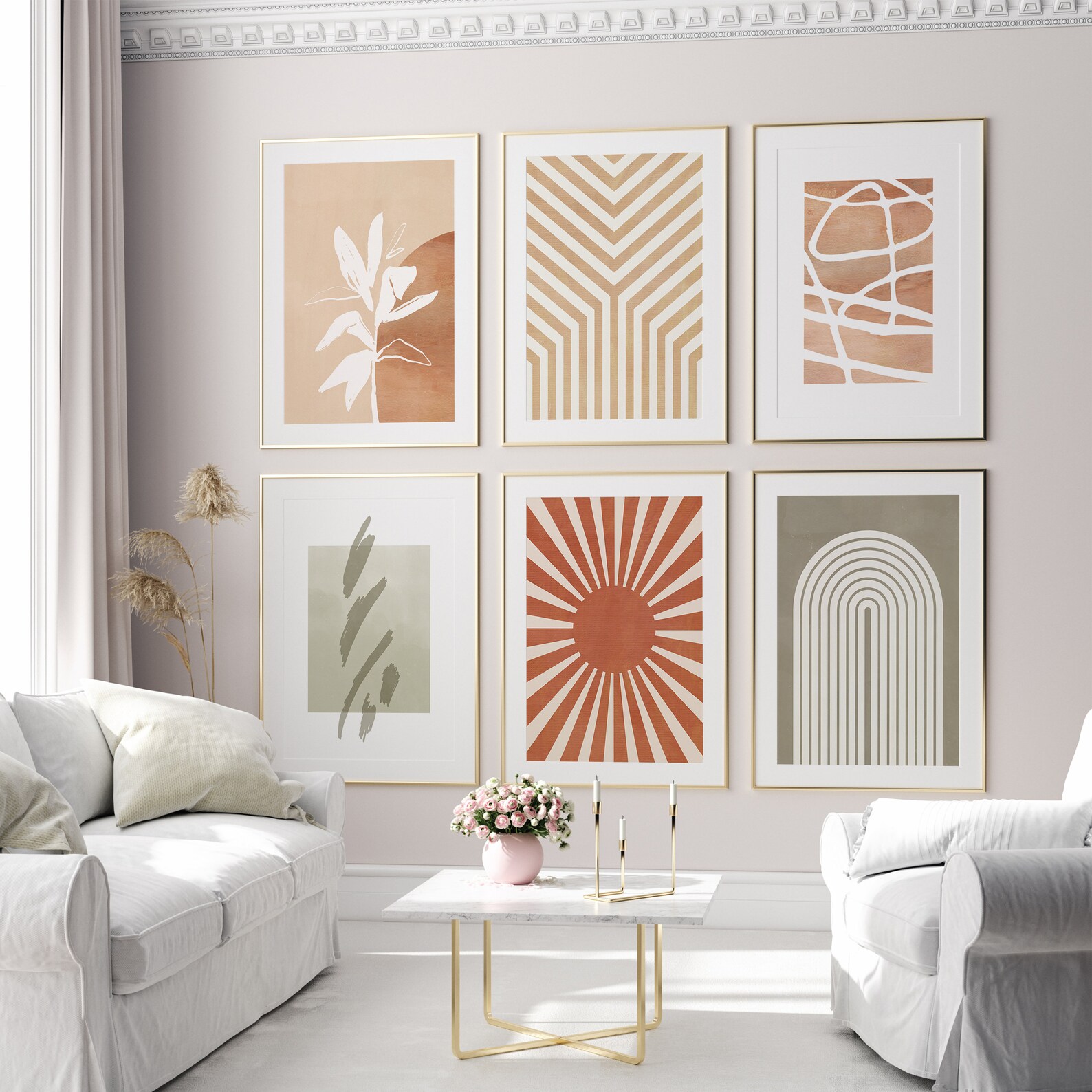 Set of 6 Boho Earth Tones Wall Art Instant Download Abstract - Etsy