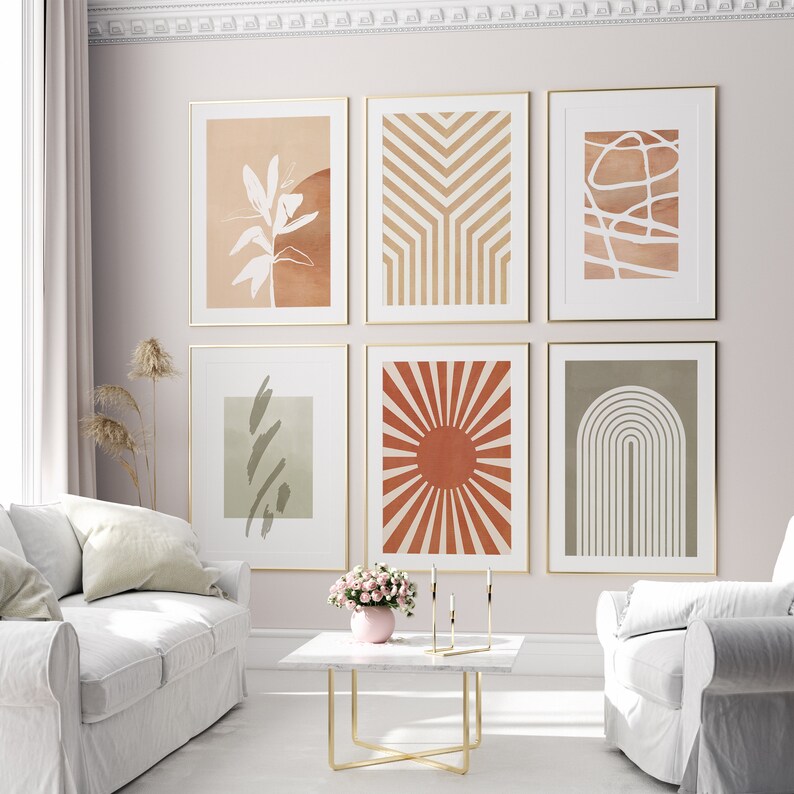 Set of 6 Boho Earth Tones Wall Art Instant Download Abstract - Etsy