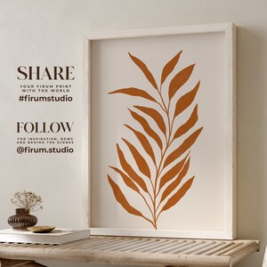Leaves Drawing, Burnt Orange Print, Downloadable Art, Boho Minimalist ...