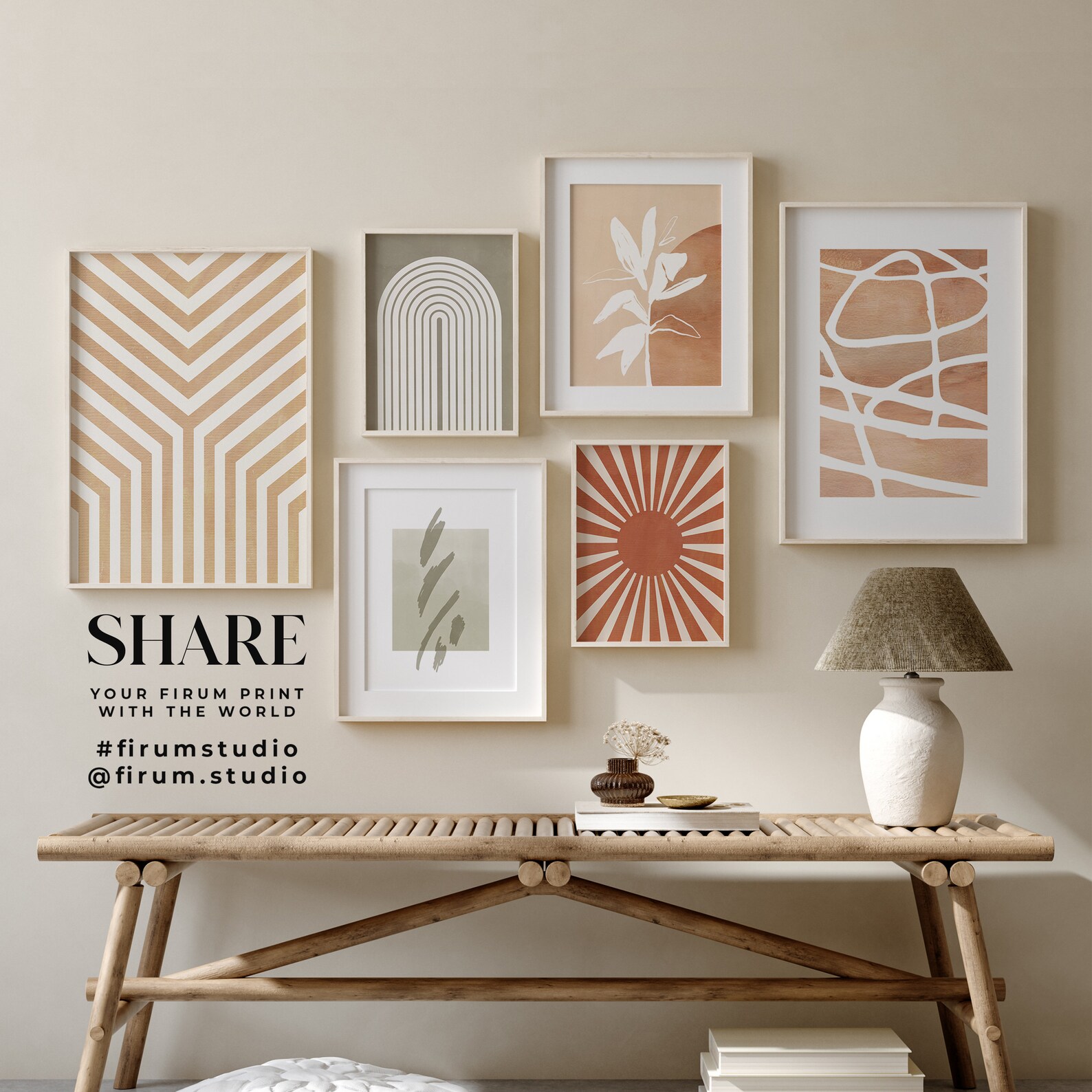 Set of 6 Boho Earth Tones Wall Art Instant Download Abstract - Etsy