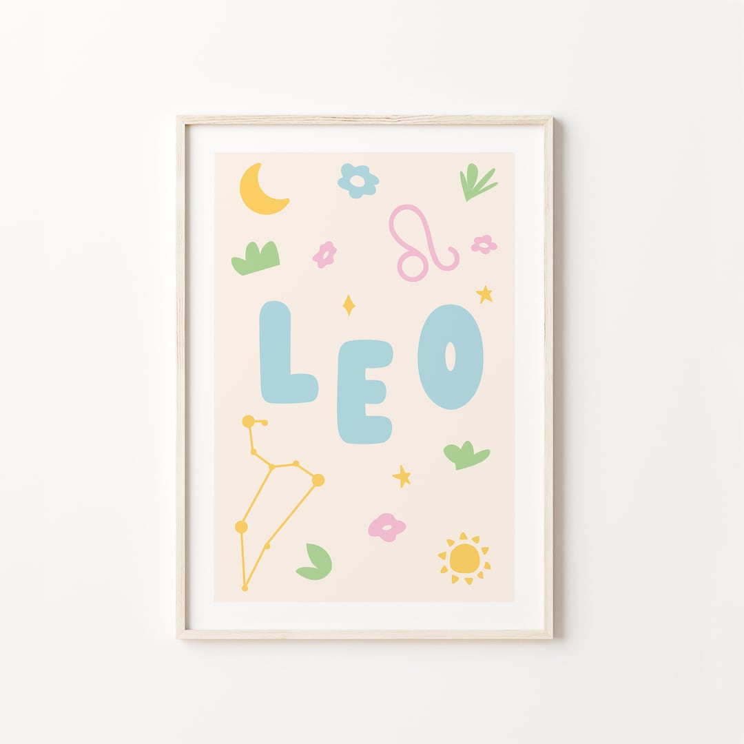 Leo Sign Decor Danish Pastel Prints Zodiac Room Decor - Etsy