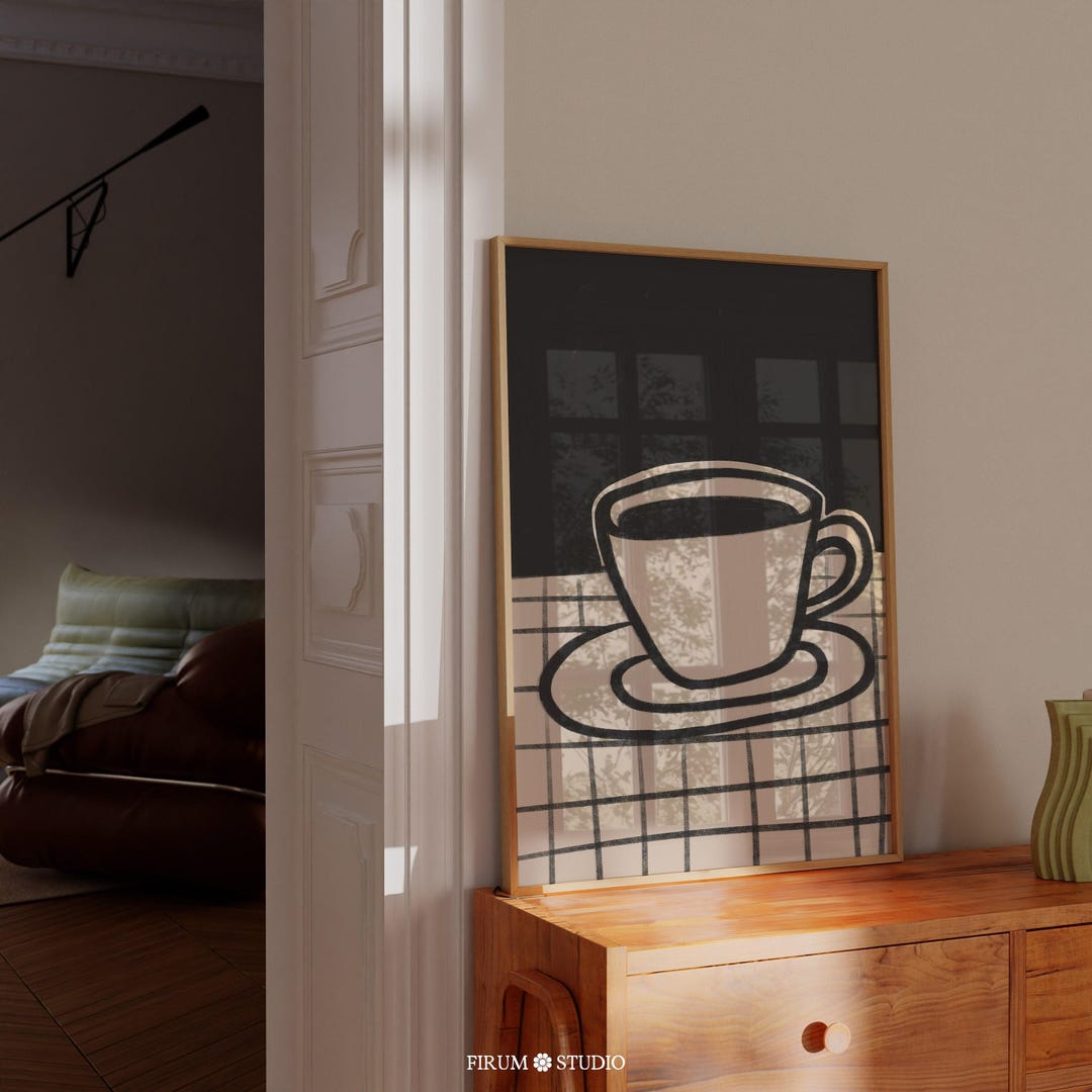 Modern Black and Beige Coffee Corner Printable Wall Art, Modern Coffee ...