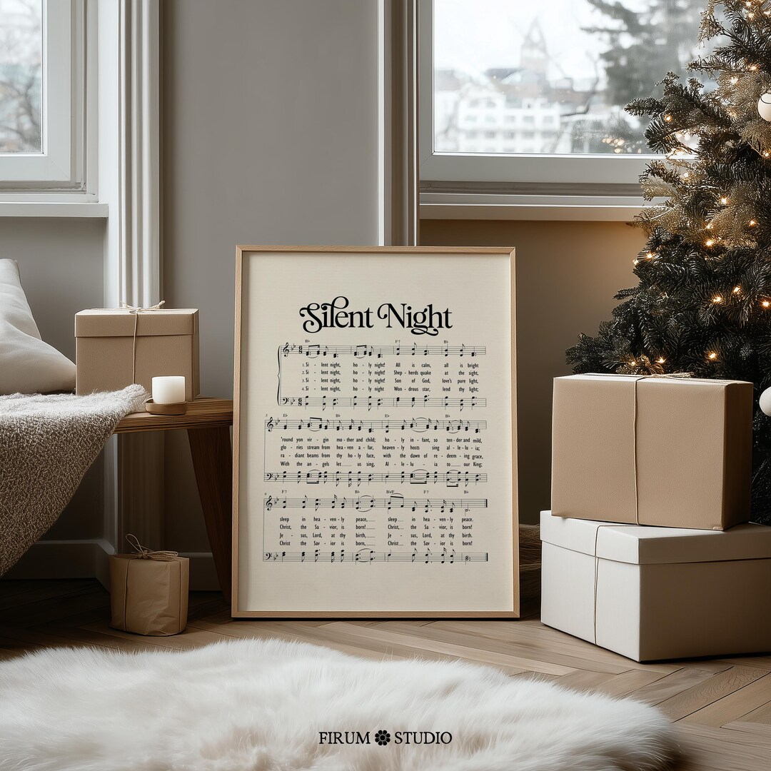 Silent Night Christmas Sheet Music Printable, Vintage Holiday Wall Art ...