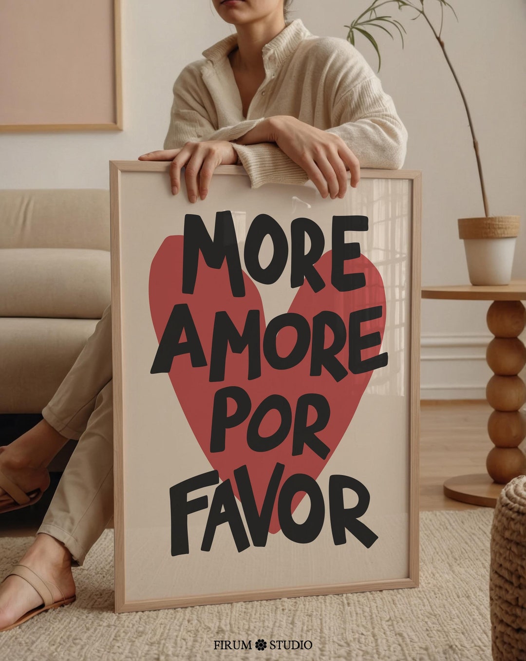 More Amore Por Favor Printable Valentine's Day Wall Decor, Modern Love Digital Print, Fun and ...