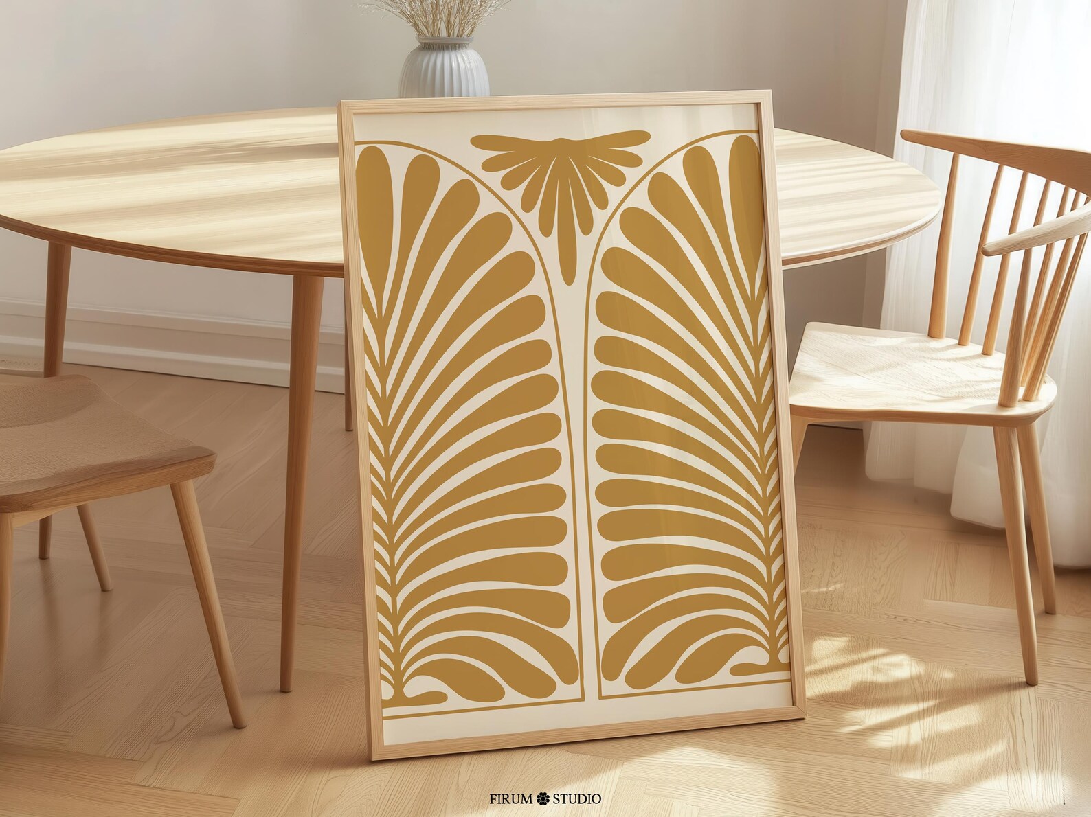 Moroccan Mustard Yellow Art, Ochre Boho Abstract Print, Eclectic Dining ...