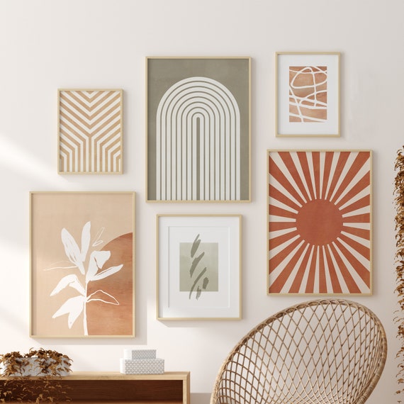 Set of 6 Boho Earth Tones Wall Art Instant Download Abstract - Etsy