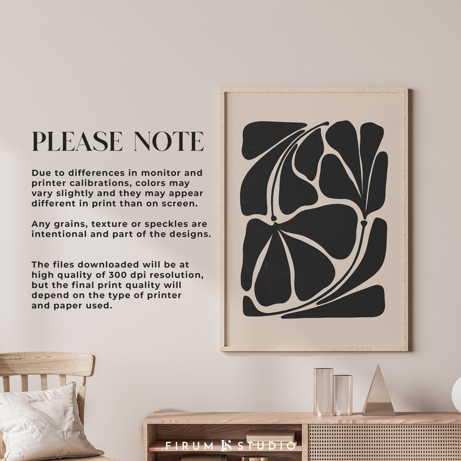 Abstract Plant Art Beige Black Wall Art Printable Wall Art - Etsy