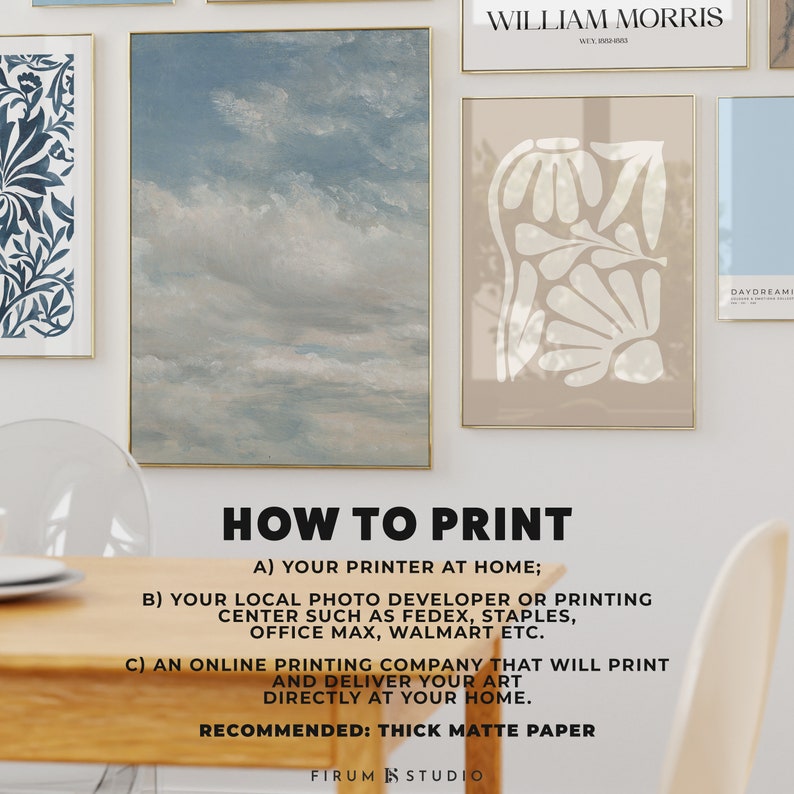 Blue and Beige Eclectic Gallery Set of 8 Posters, Modern Farmhouse ...