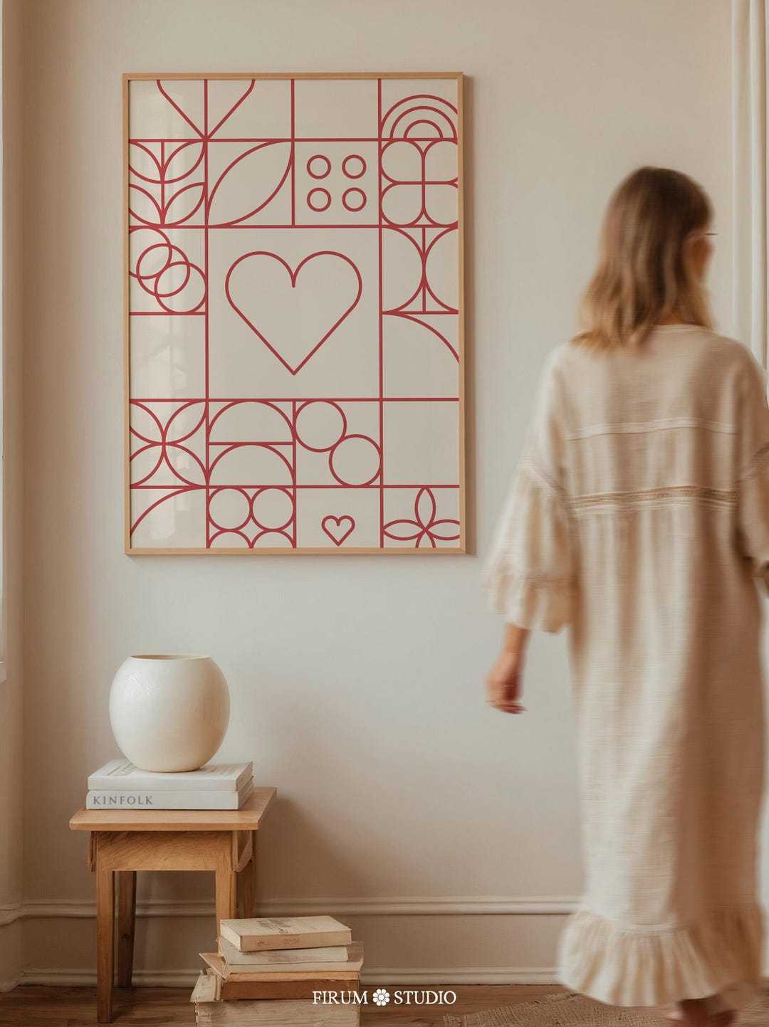 Geometric Neutral Hearts Printable Art for Valentine’s Day Apartment ...