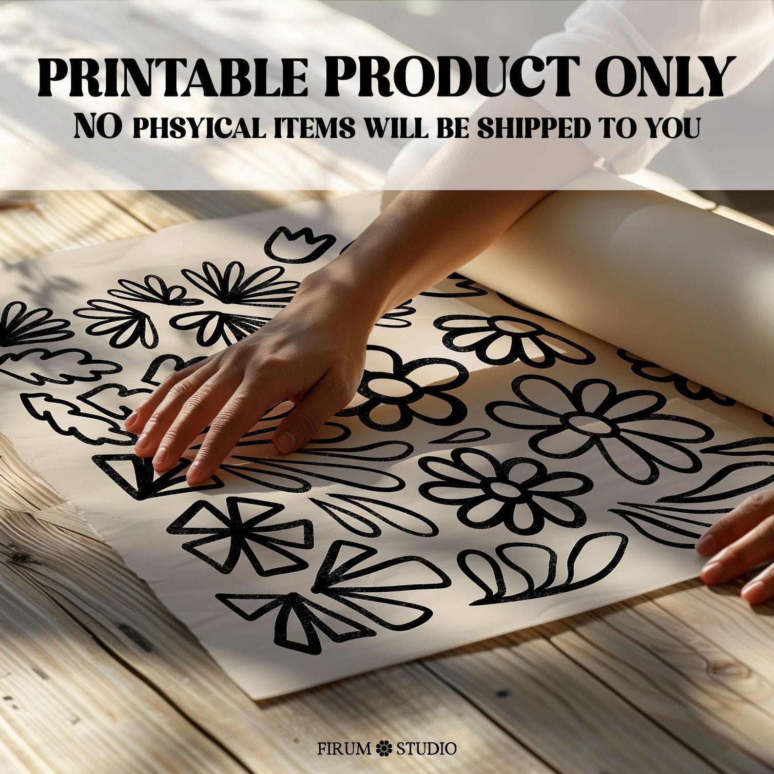 Cute Naive Flowers Printable Wall Art, Botanical Lines Art Print ...