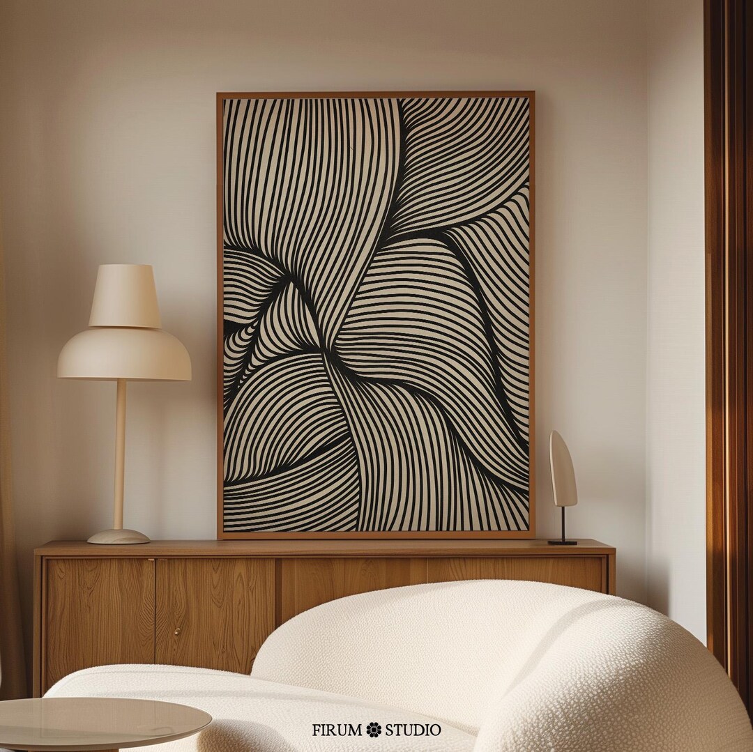 Large Abstract Lines Printable Wall Print, Modern Office Art Print ...