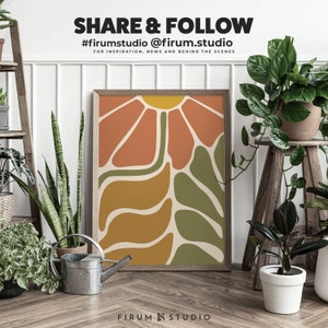 Earth Tones Abstract Botanical Art Print, Downloadable Floral Wall Art ...