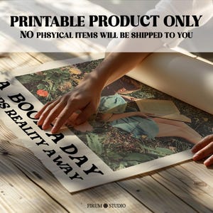 A Book a Day Keeps Reality Away Art Print, Retro Boho Book Lover Wall ...