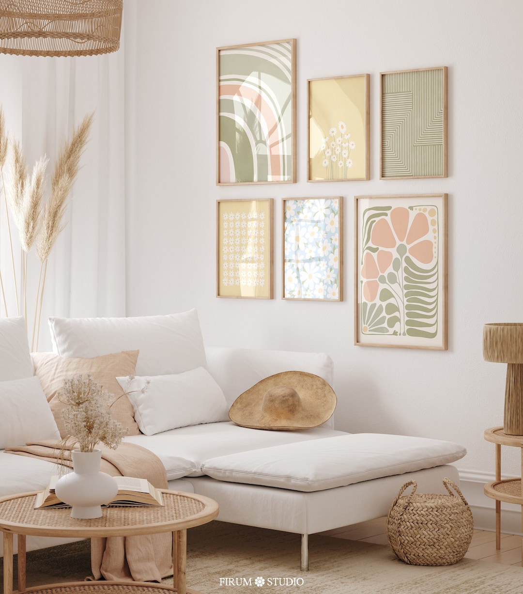 Pastel Boho Set of 6 Prints Downloadable Art, Wall Art Set of 6, Boho ...