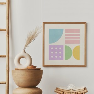 Geometric Shapes, Danish Pastel Decor, Bauhaus Poster, Mid Century ...