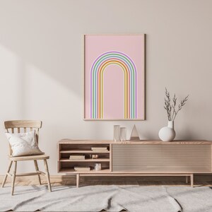 Retro Rainbow Poster Pink Wall Dorm Décor Downloadable Art - Etsy