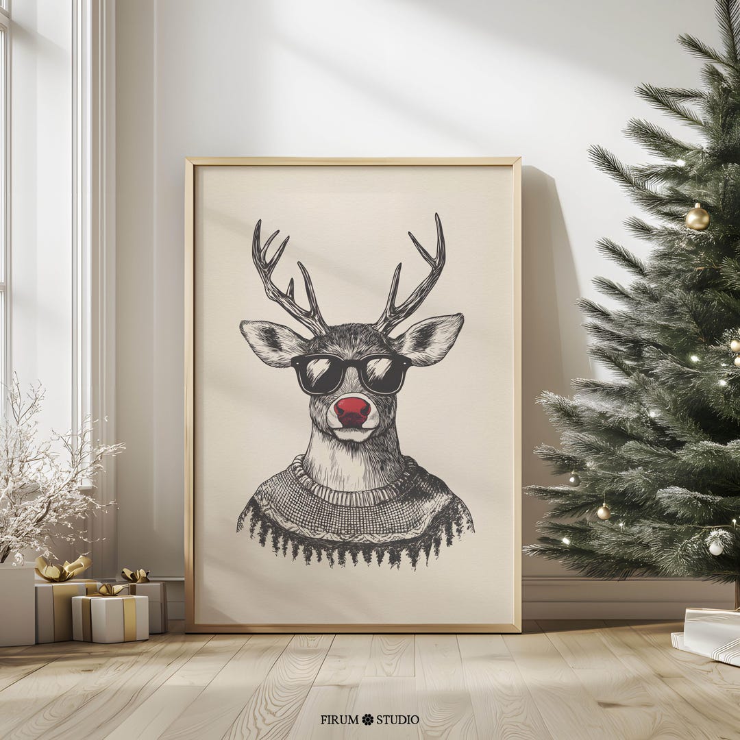 Rudolph Wall Print Scandi Christmas Festive Decor Trendy Christmas Wall ...