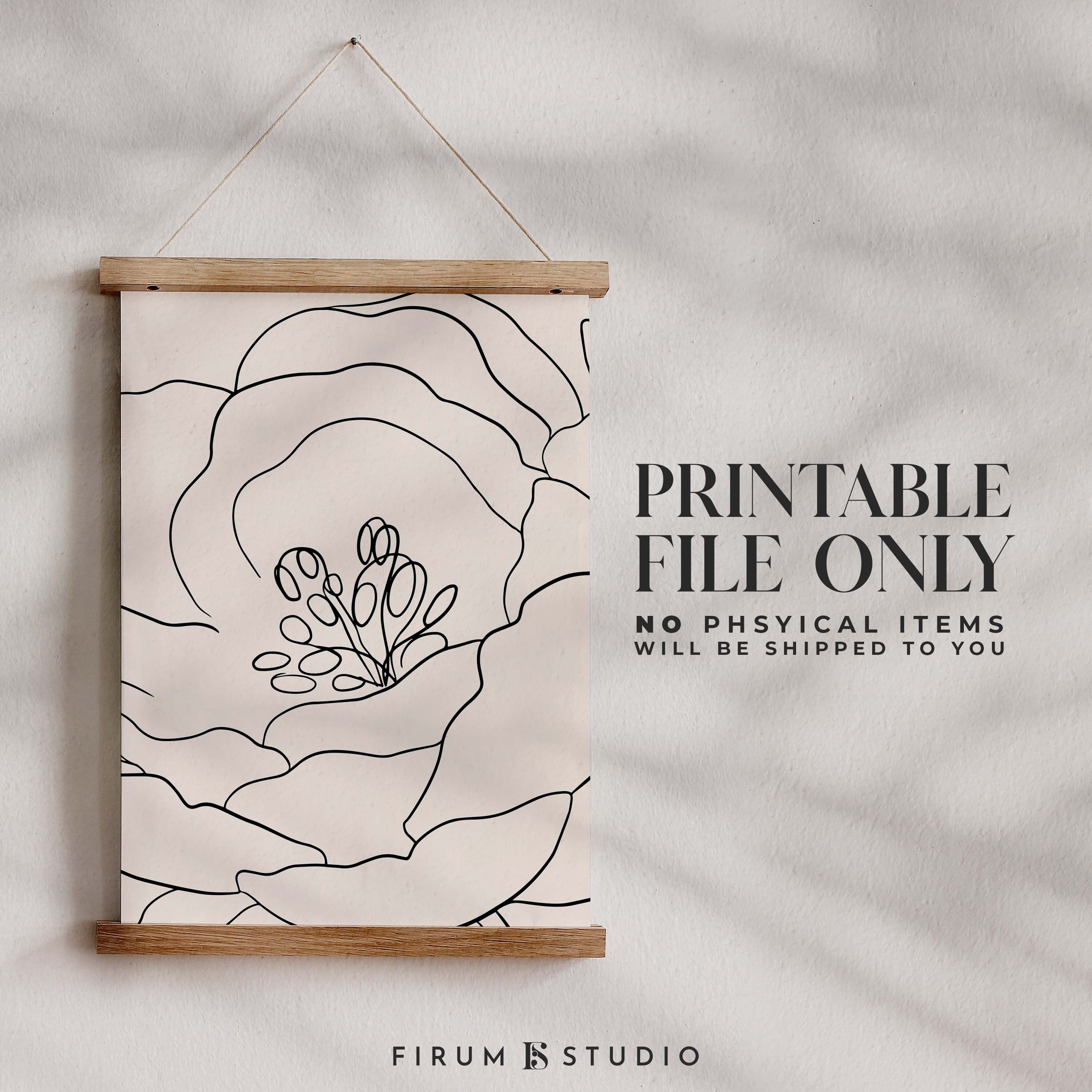 Continuous Line Art Instant Download Botanical Line Print | Etsy