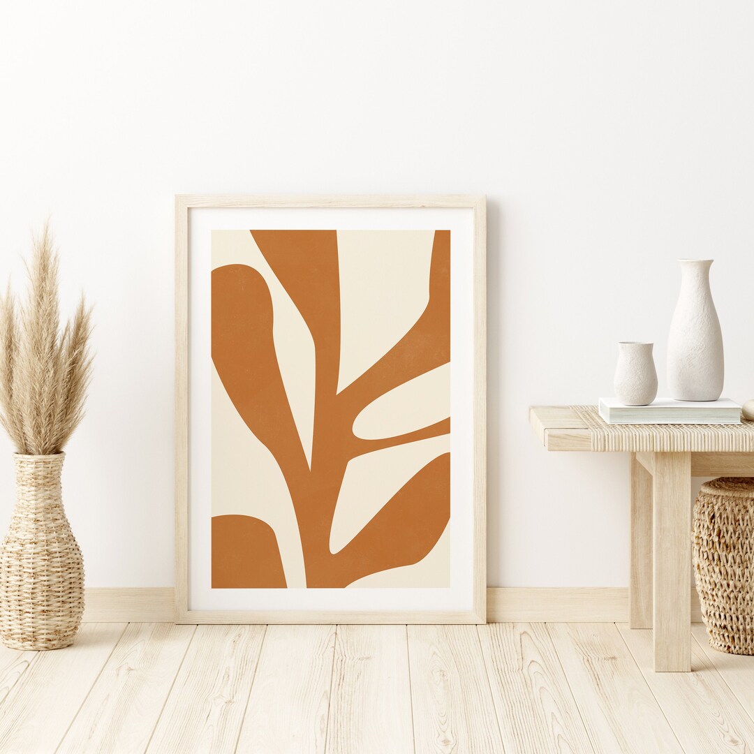 Abstract Botanical, Burnt Orange Prints, Boho Printable Art, Minimalist ...