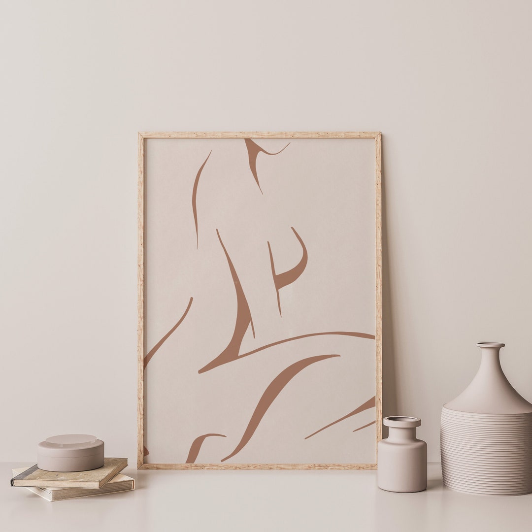 Female Body Print, Beige Abstract Art, Downloadable Print, Boho ...