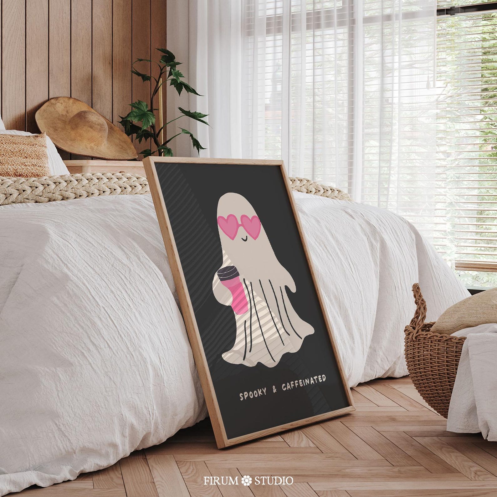 Spooky and Caffeinated Cute Ghost Printable Coffee Wall Art, Coffee ...