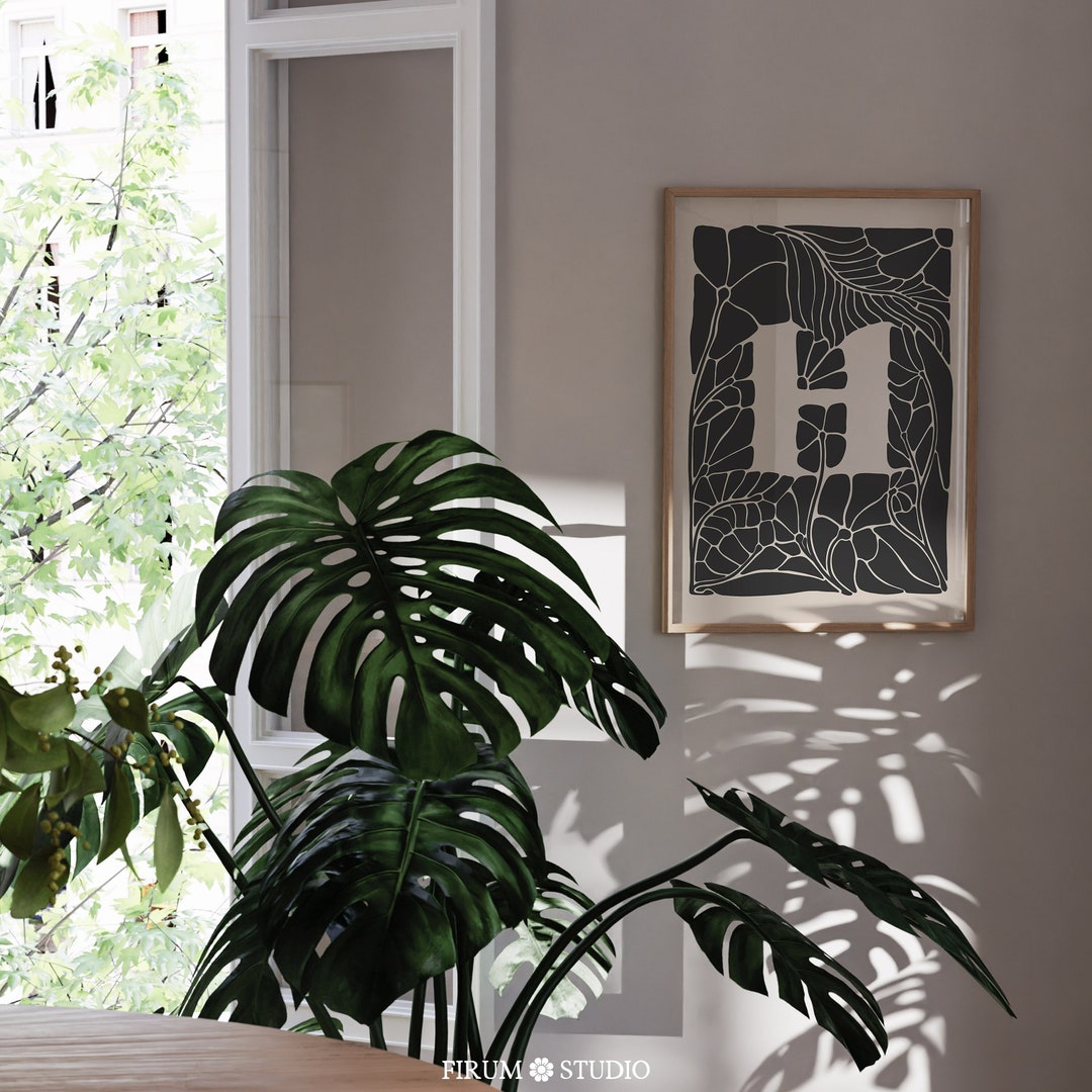 Letter H Art Print Instant Download, Beige and Black Letter Artwork ...