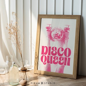 Disco Queen Pink Wall Art Printable Poster Disco Ball Print - Etsy