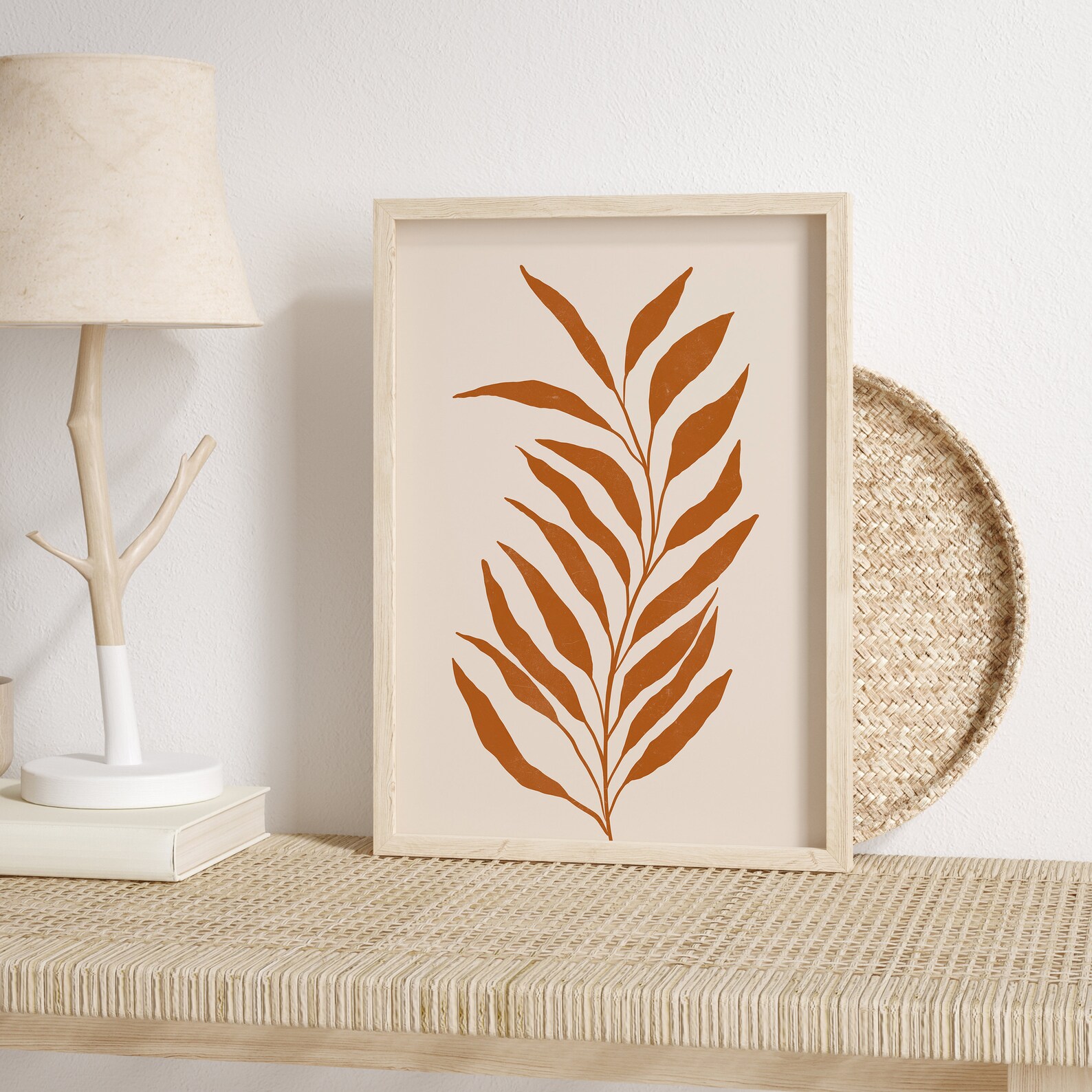 Leaves Drawing Burnt Orange Print Downloadable Art Boho | Etsy