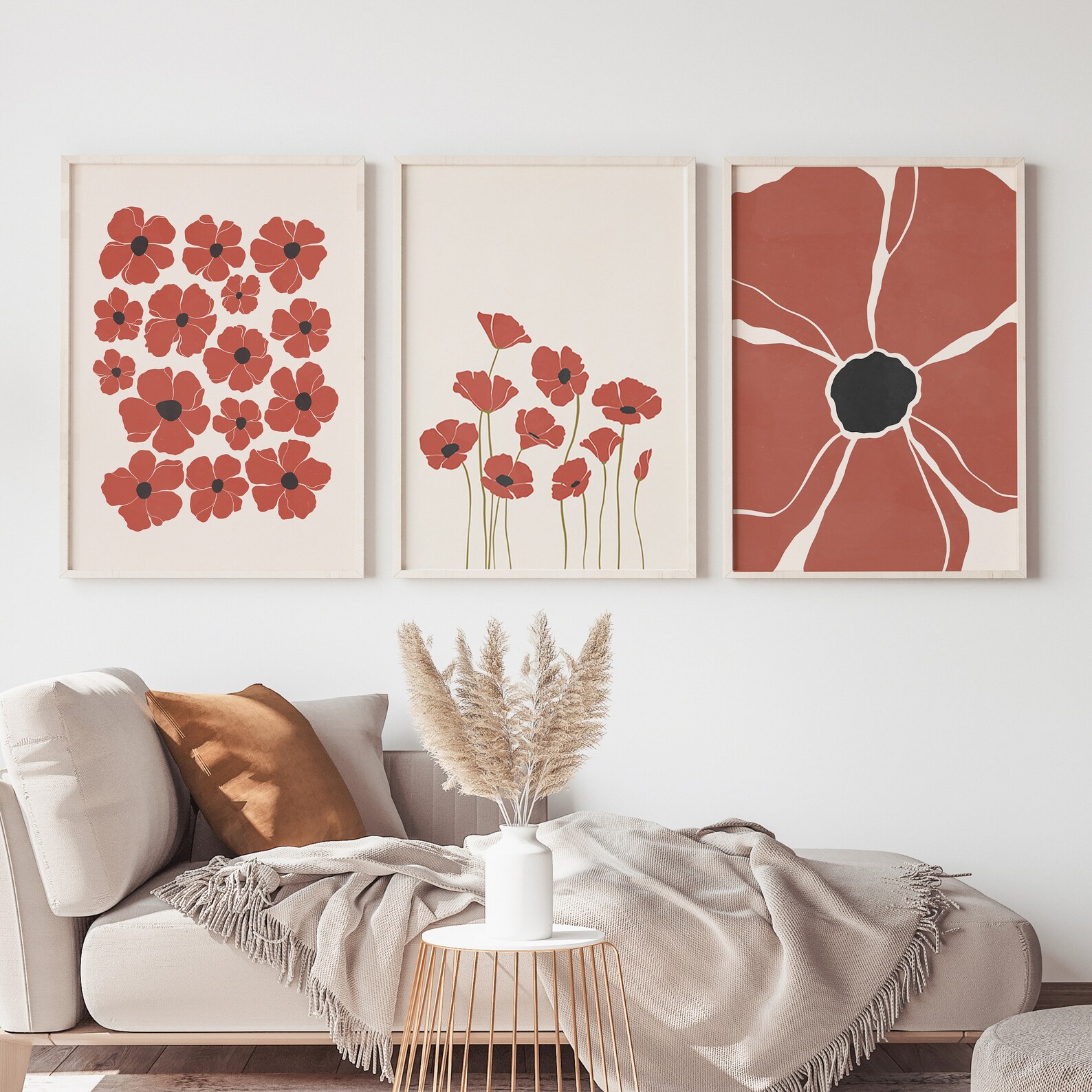 Red Poppy Print Printable Art Earth Tones Print Floral - Etsy