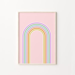 Retro Rainbow Poster Pink Wall Dorm Décor Downloadable Art - Etsy