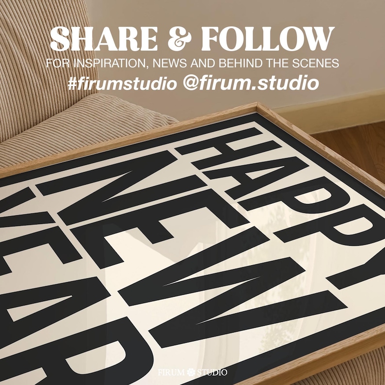 Happy New Year Printable Wall Art, Minimalist New Year’s Eve Poster ...