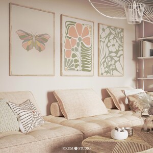 Set of 3 Boho Pastel Downloadable Prints, Cute Butterfly and Botanical ...
