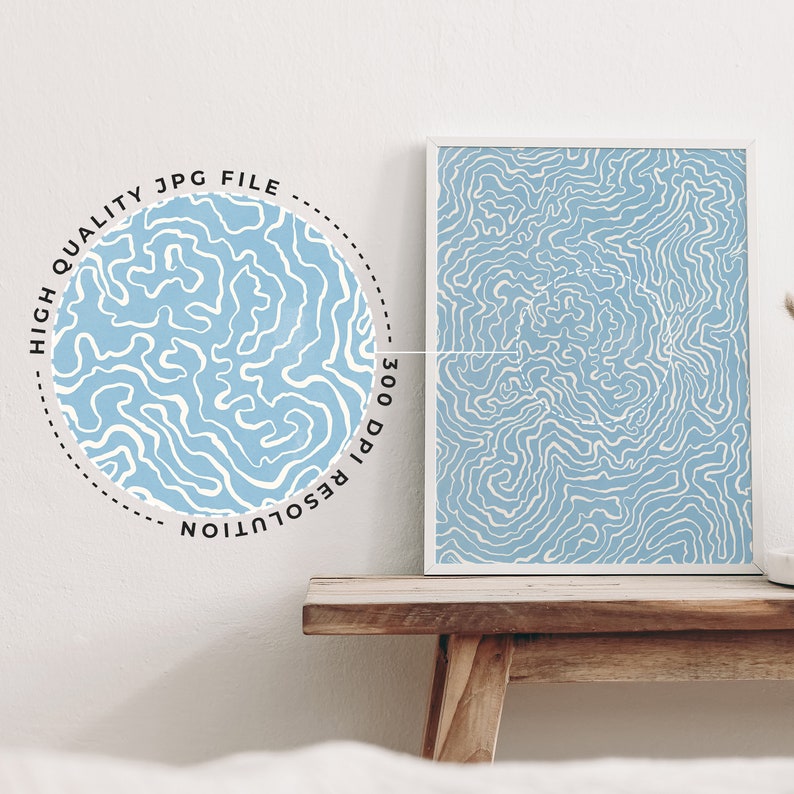 Sky Blue Print Minimalist Lines Art Printable Wall Art - Etsy