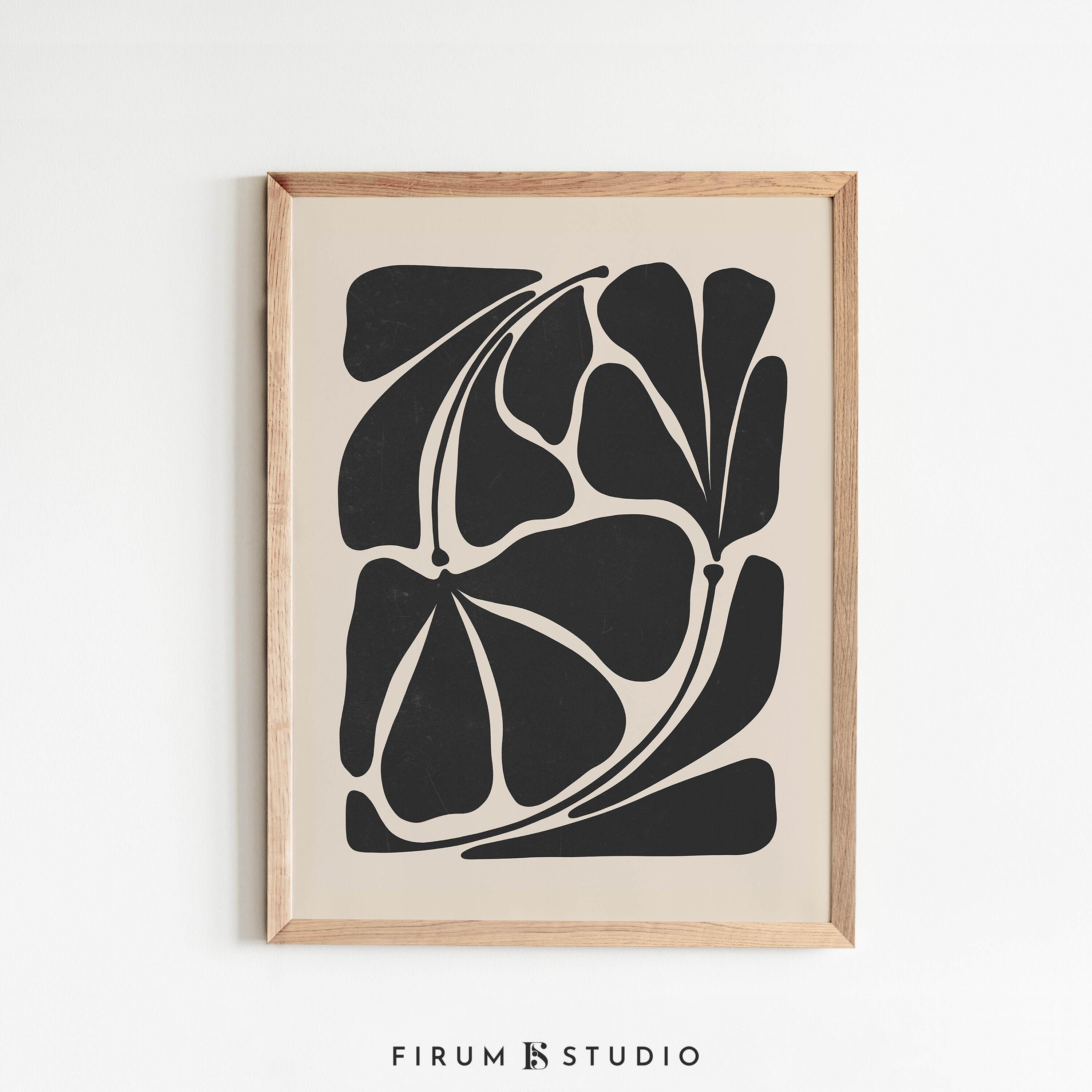 Abstract Plant Art Beige Black Wall Art Printable Wall Art - Etsy UK