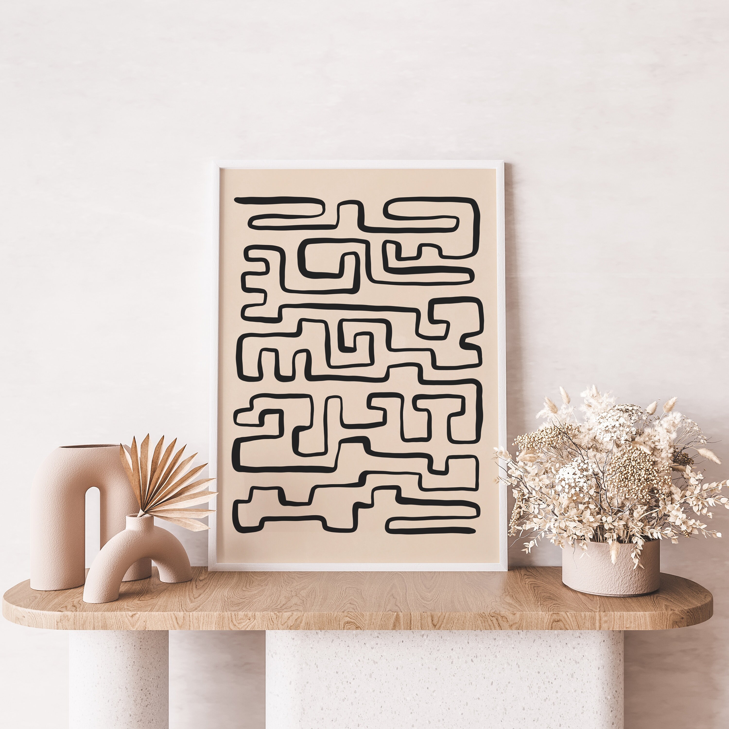 Black Beige Art Minimalist Poster Printable Wall Art | Etsy