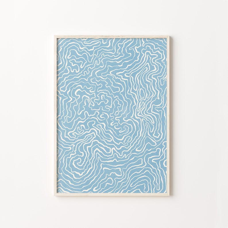 Sky Blue Print Minimalist Lines Art Printable Wall Art - Etsy