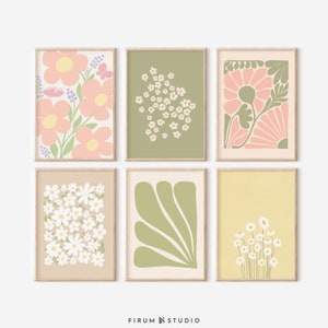 Boho Pastel Gallery Set of 6, Art Prints Download, Flowers Gallery Set ...