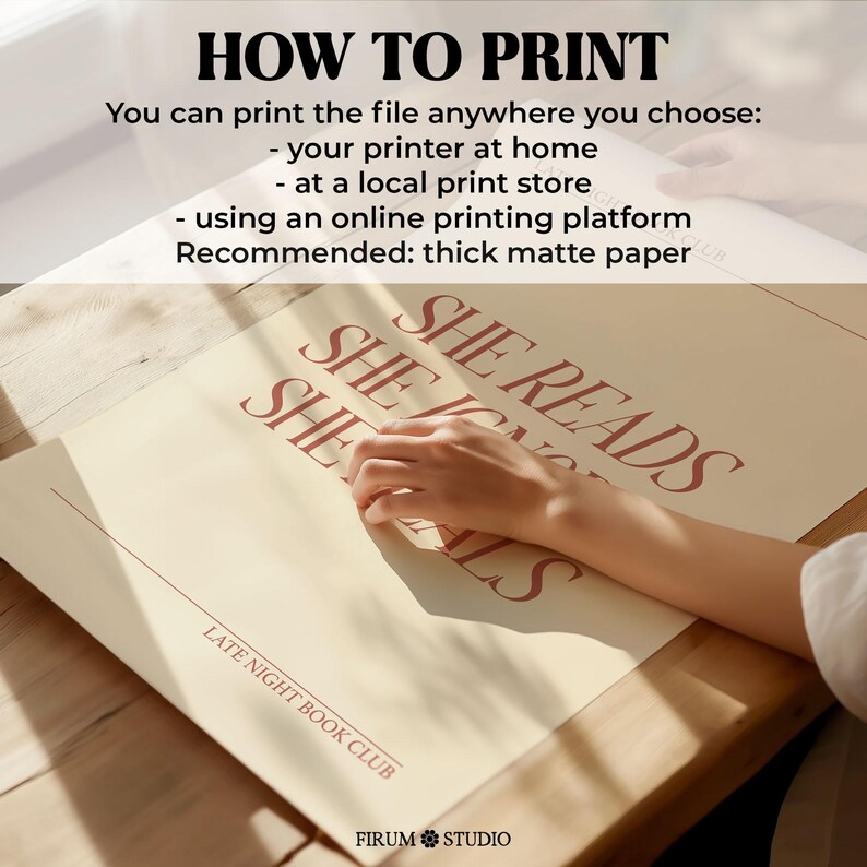 Quadro de parede imprimível "Ela Lê" – Citação literária inspiradora ...