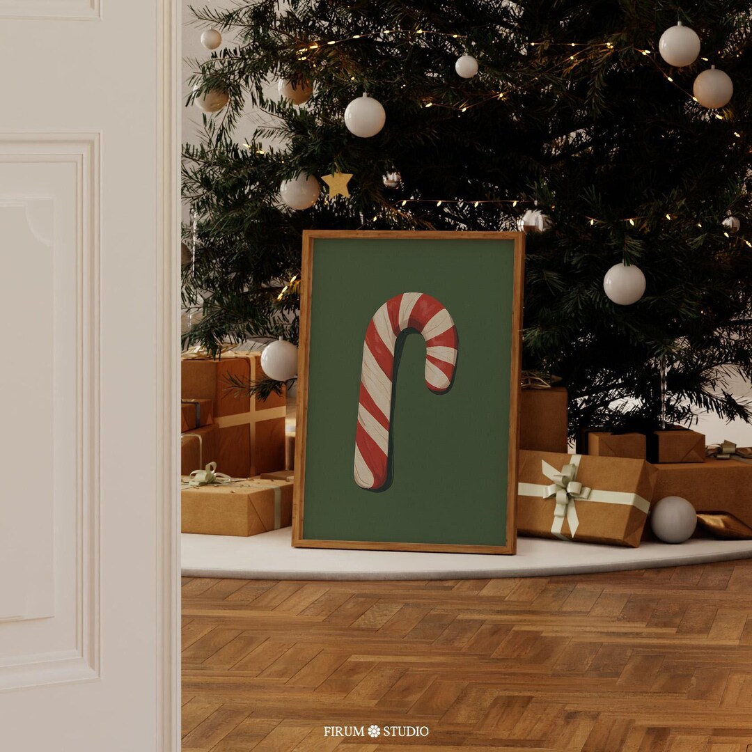 Minimalist Christmas Art - Retro Holiday Decor, Colorful Christmas ...