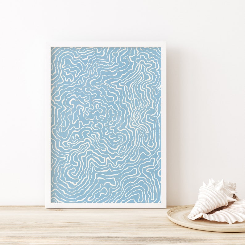 Sky Blue Print Minimalist Lines Art Printable Wall Art - Etsy