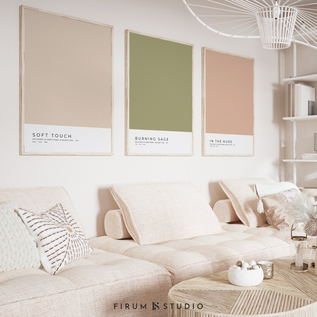 Colour Block Art Set, 3 Piece Wall Art, Printable Wall Art, Boho ...