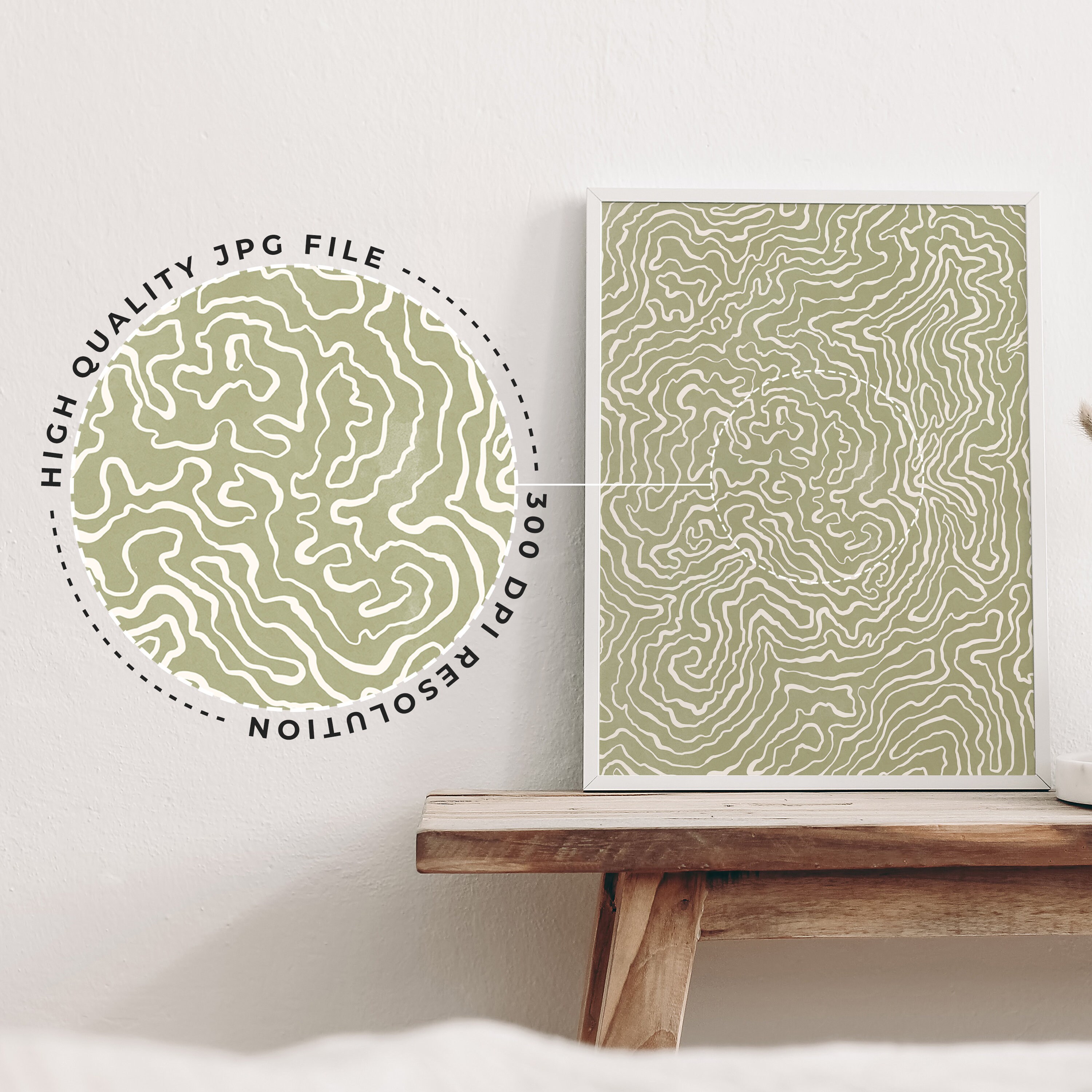 Sage Green Print Line Drawing Print Printable Wall Art - Etsy UK